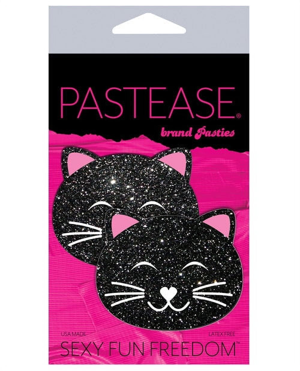 Pastease Glitter Black Cat Nipple Covers - Black O-s , One size ...
