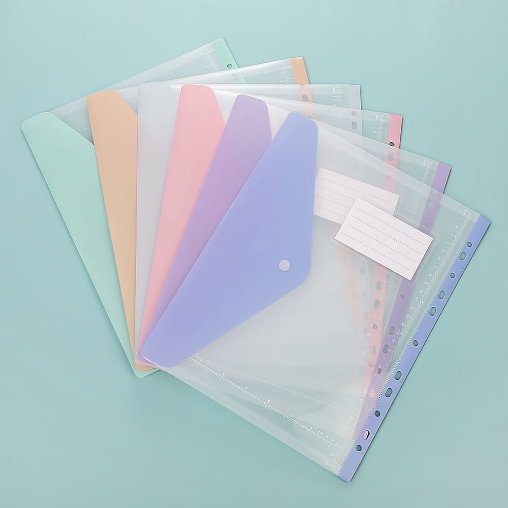 Pastel 11-Hole Binder Folders, 12 Pack Side-Opening Plastic Envelopes ...