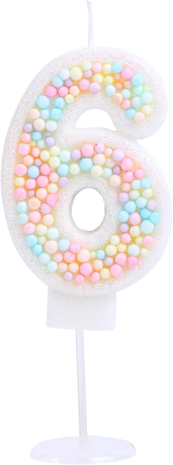 Pastel 6 Candle for Birthday Cake Girl Number 6 Candle, 3D Macaron ...