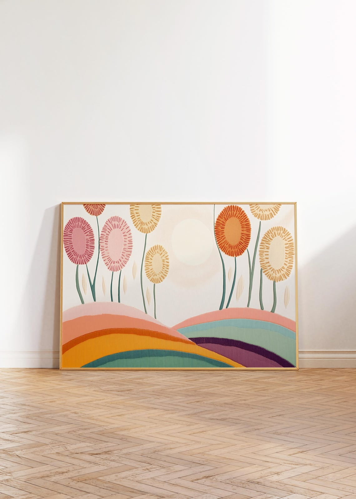 Pastel Abstract Flowers Landscape Print, Colorful Modern Wall Art ...