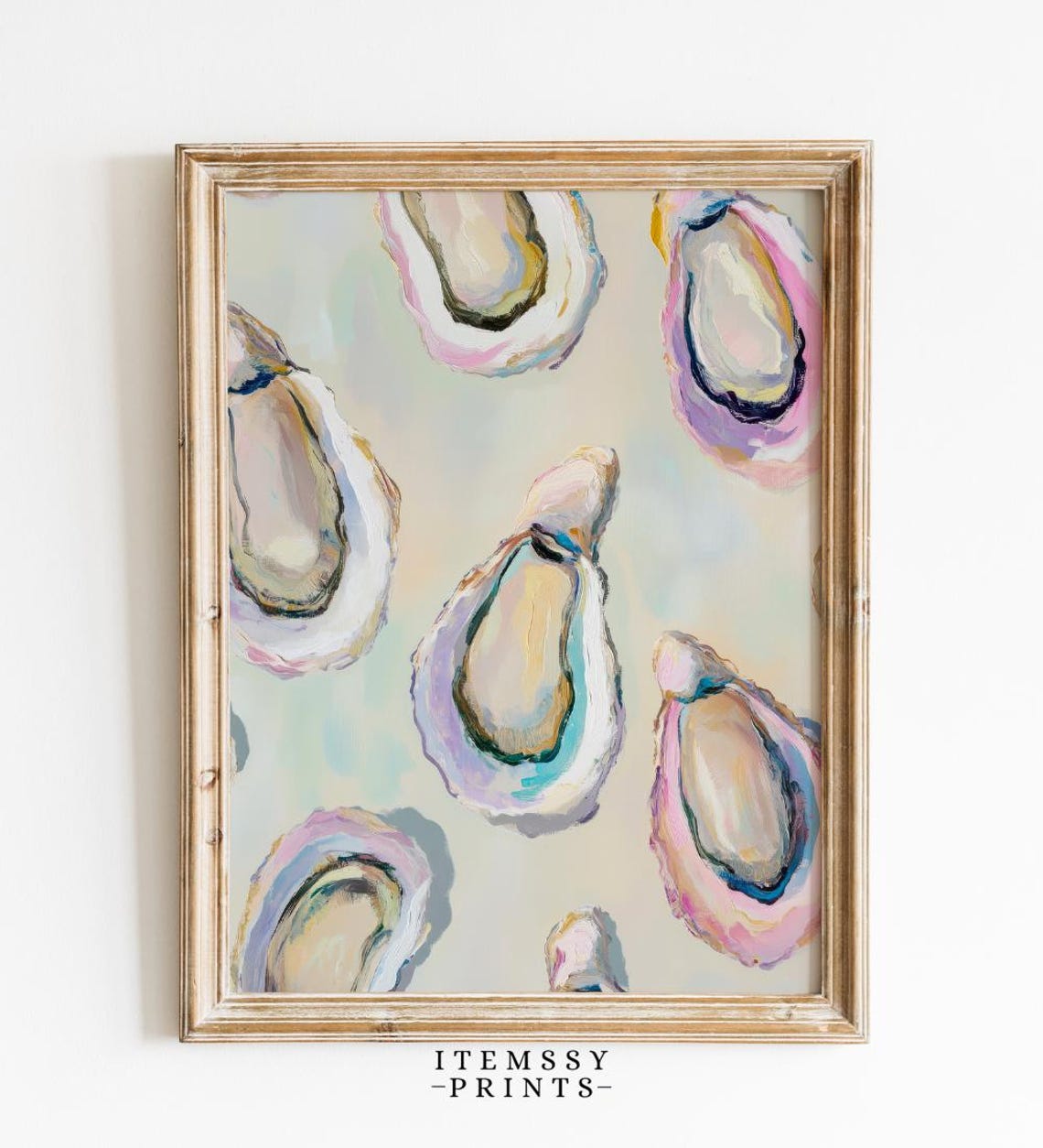 Pastel Abstract Oyster Shell Poster, Coastal Beach House Art, Summer ...