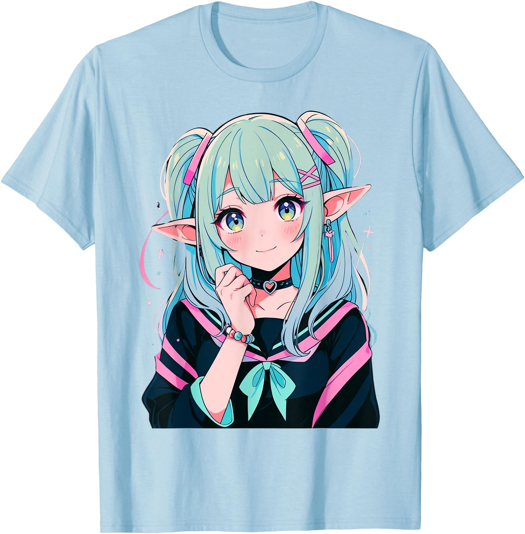 Pastel Anime Girl Kawaii Waifu Elves Girl Softstyle Unisex T-Shirt ...
