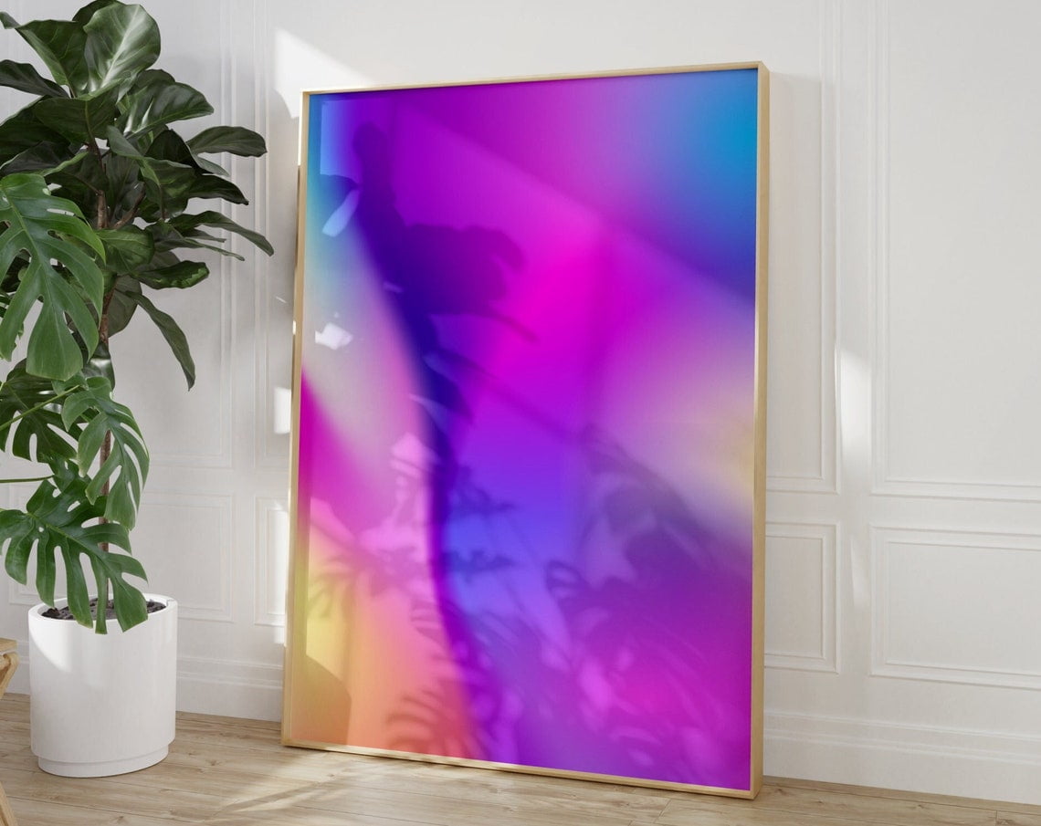 Pastel Aura Gradient Posters, Blue Pink Aura Print, Preppy Room Decor ...