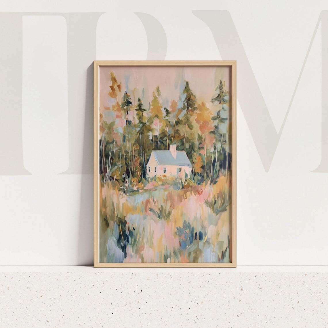 Pastel Autumn Cottagecore Art Print, Countryside Landscape, Cozy Fall ...