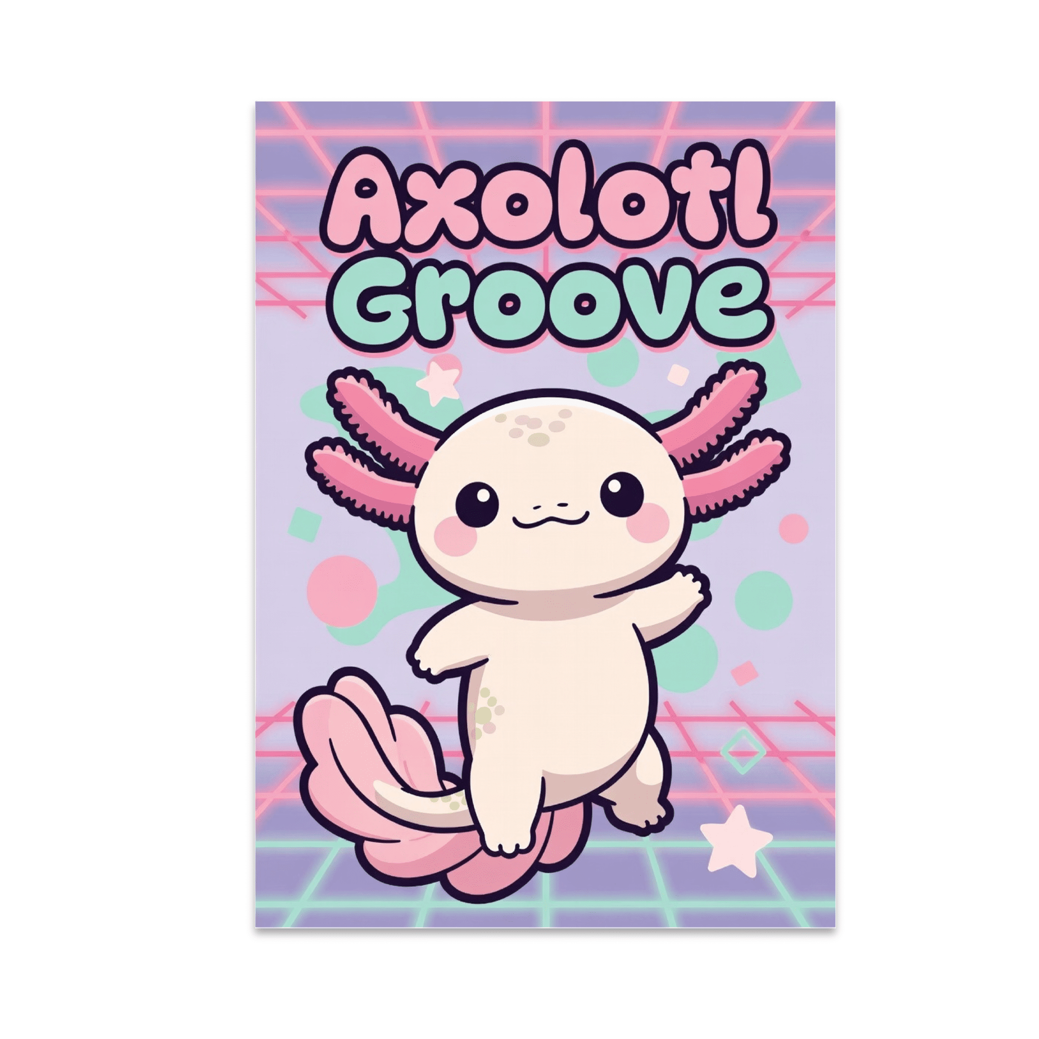 Pastel Axolotl Groove Dancing Art - Axolotl Decor Enthusiast - 13x19 ...