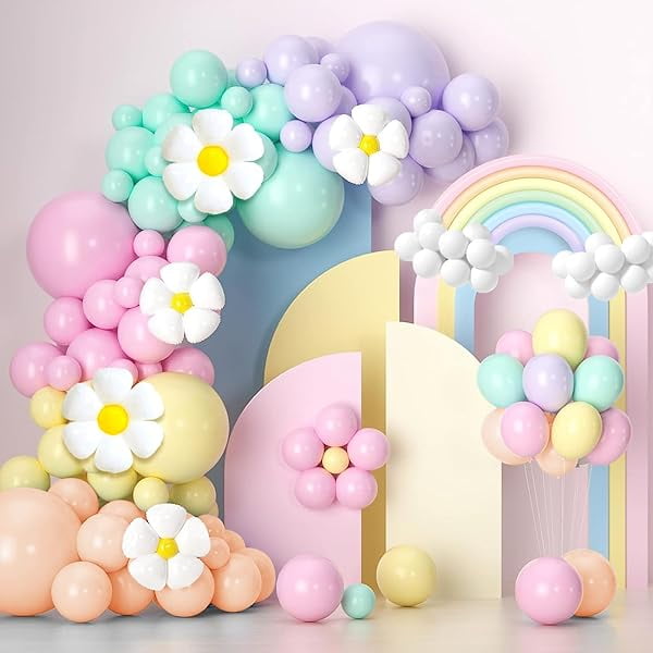 Pastel Balloon Arch Kit Pastel Party Decorations With Daisy Balloons,Pa ...