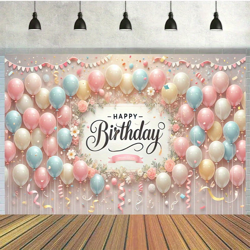 Pastel Balloon Birthday Tapestry, Perfect for Party Decoration and ...