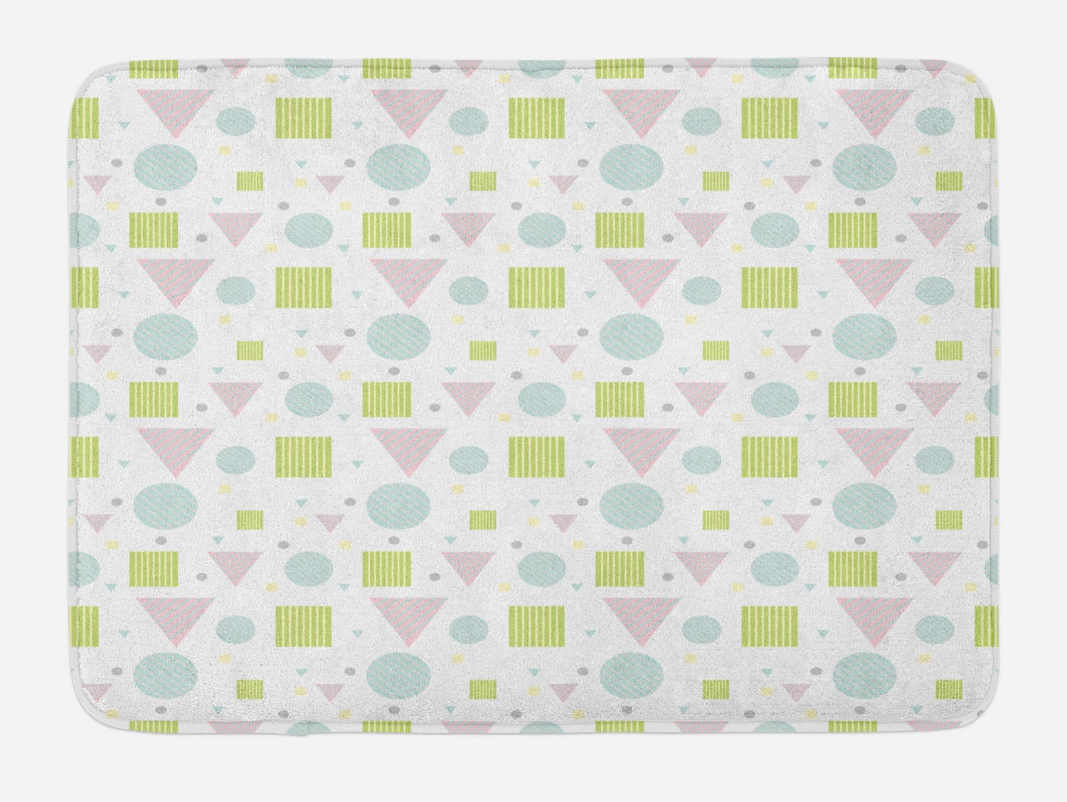 Pastel Bath Mat, Abstract Art Geometric Figures in Pastel Colored ...