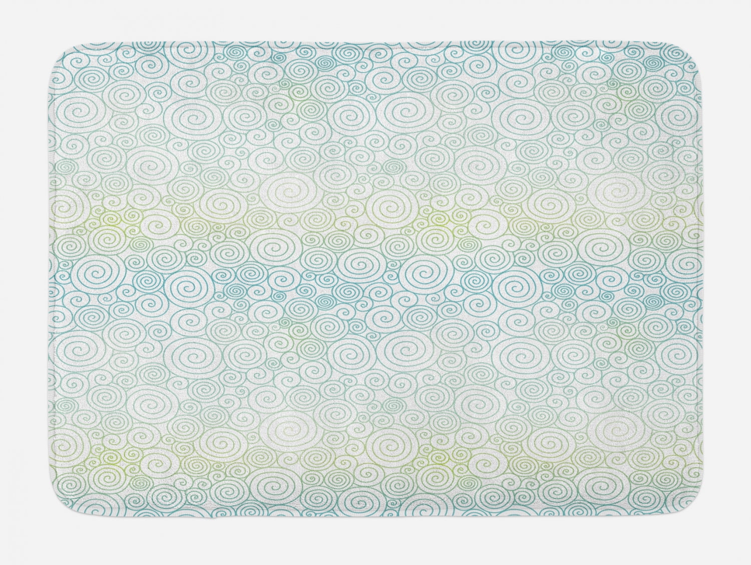 Pastel Bath Mat, Blue Pastel Gradient Abstract Swirl Hand-drawn Spirals ...