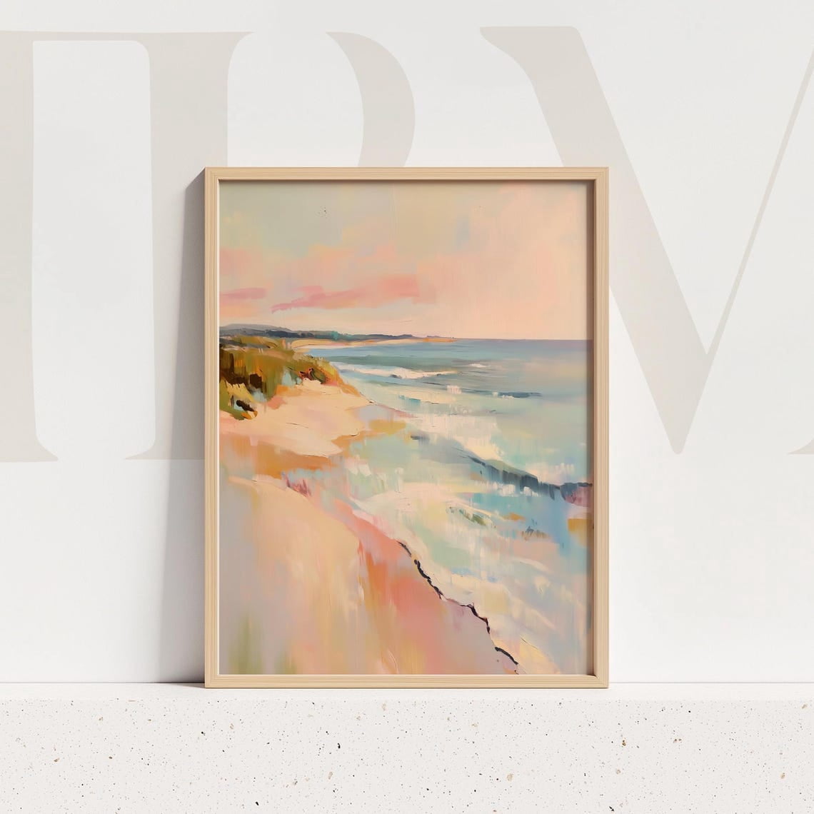 Pastel Beach Art Print, Coastal Landscape Home Decor #495, Unframed ...