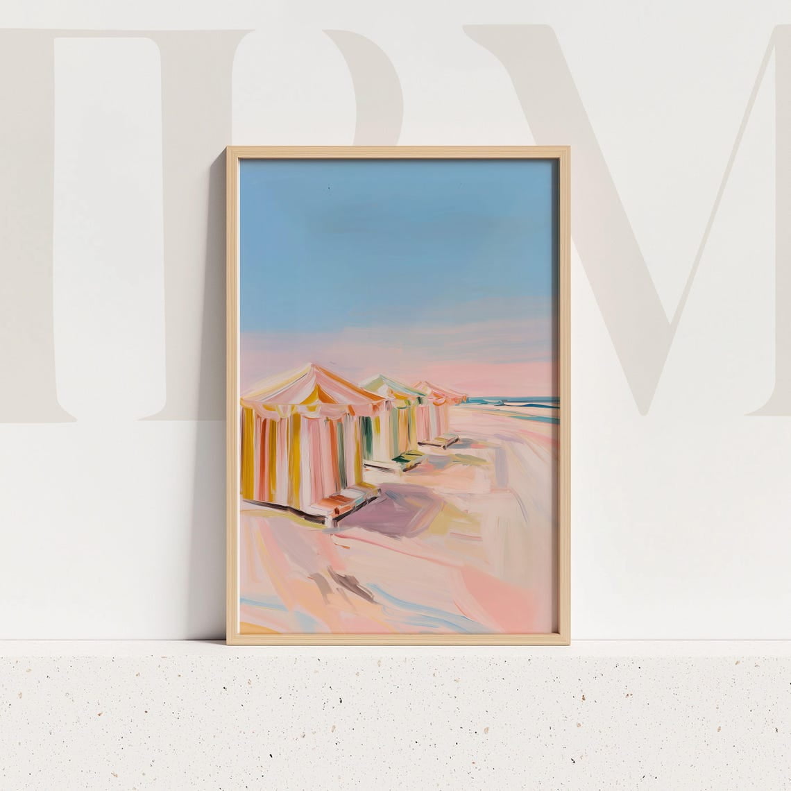 Pastel Beach Cabanas Art Print, Coastal Seaside Decor Home Decor #658 ...