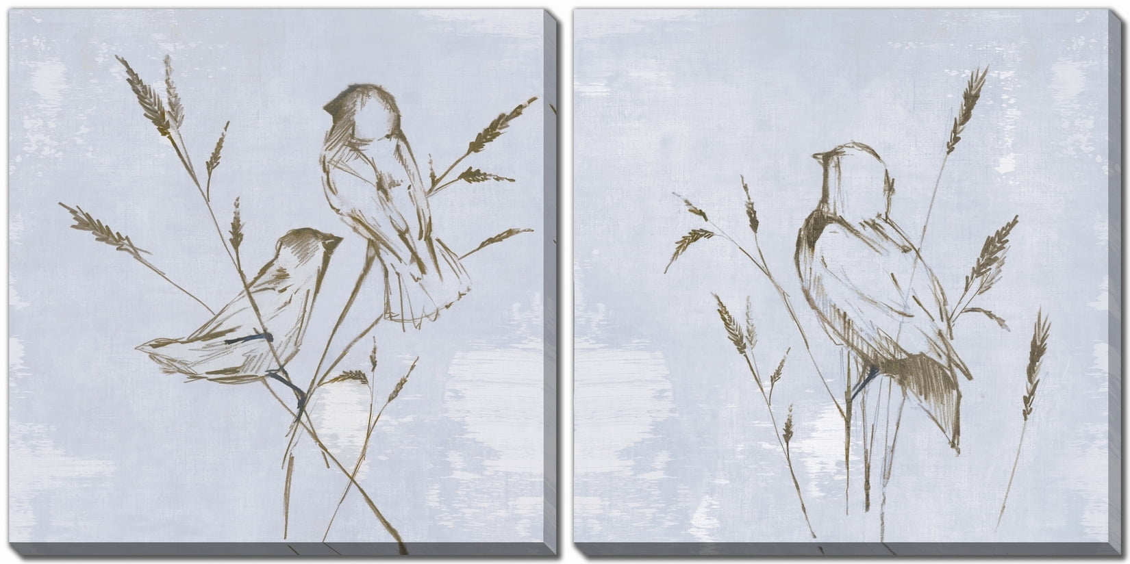 Pastel Birds, 16x16 Hand Embellished Canvas Set Art by Art Source ...
