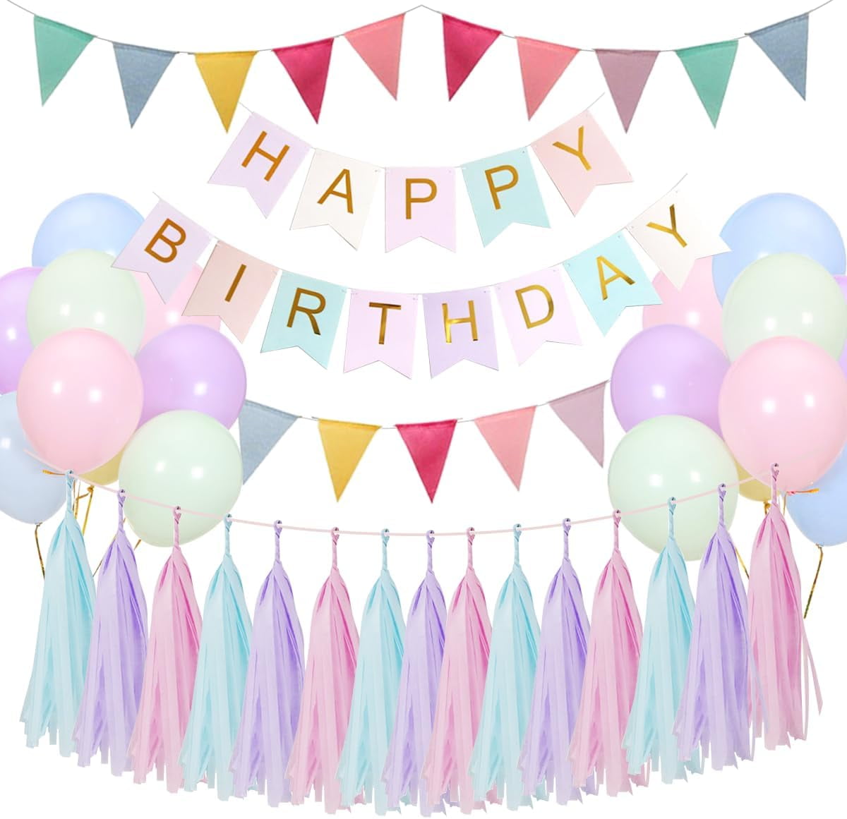 Pastel Birthday Decorations for Girls Women, Pastel Balloons Birthday ...