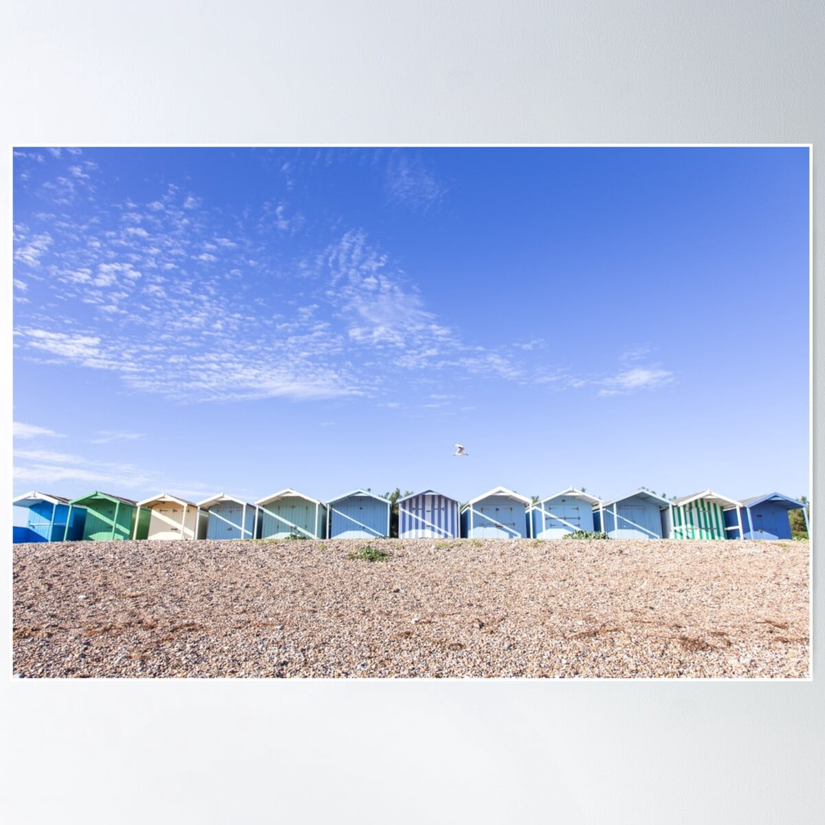 Pastel Blue Beach Huts, West Sussex Poster Wall Art, Modern Wall Decor ...