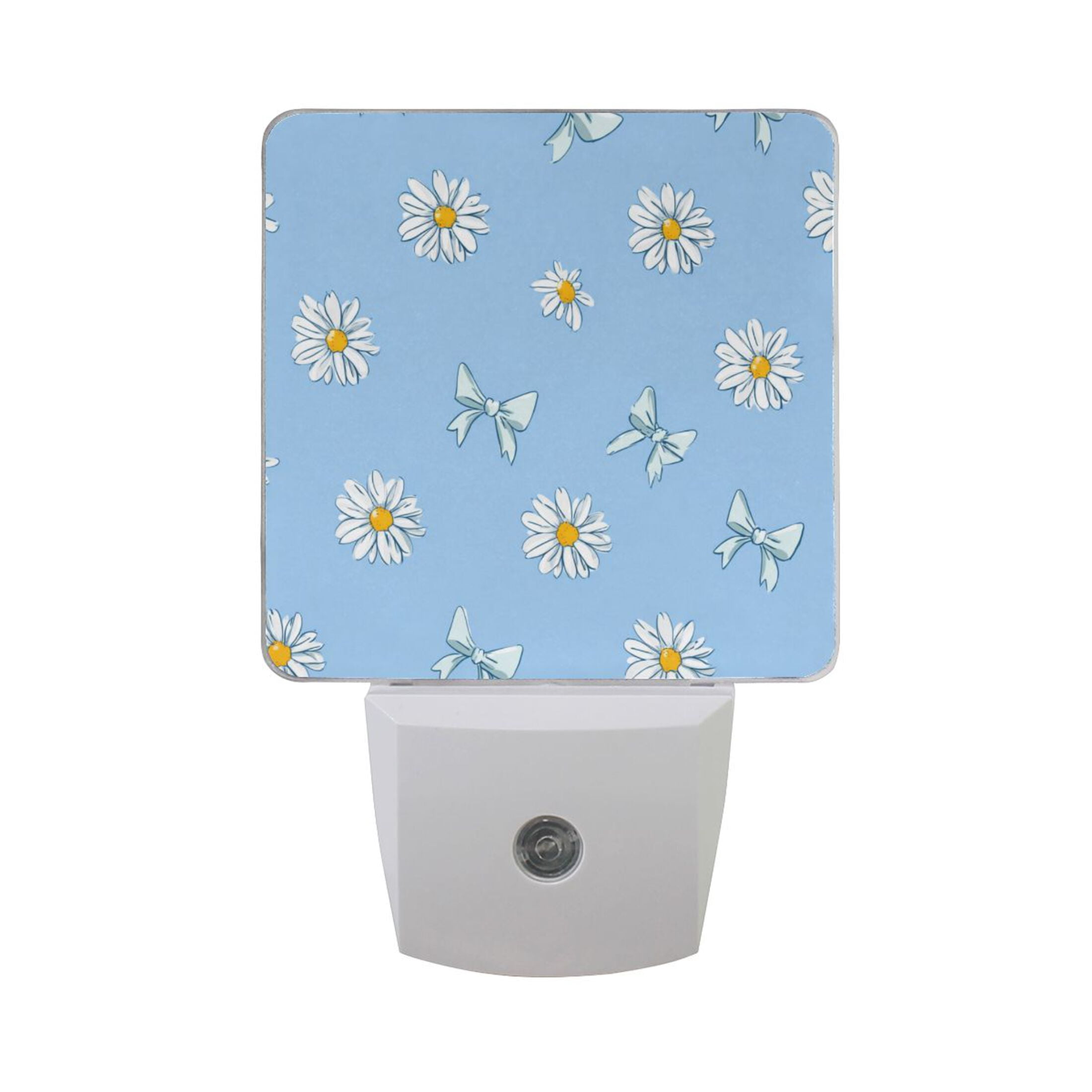 Pastel Blue Bows Daisies Flower LED Night Light Sensor Lamp Plug-in ...