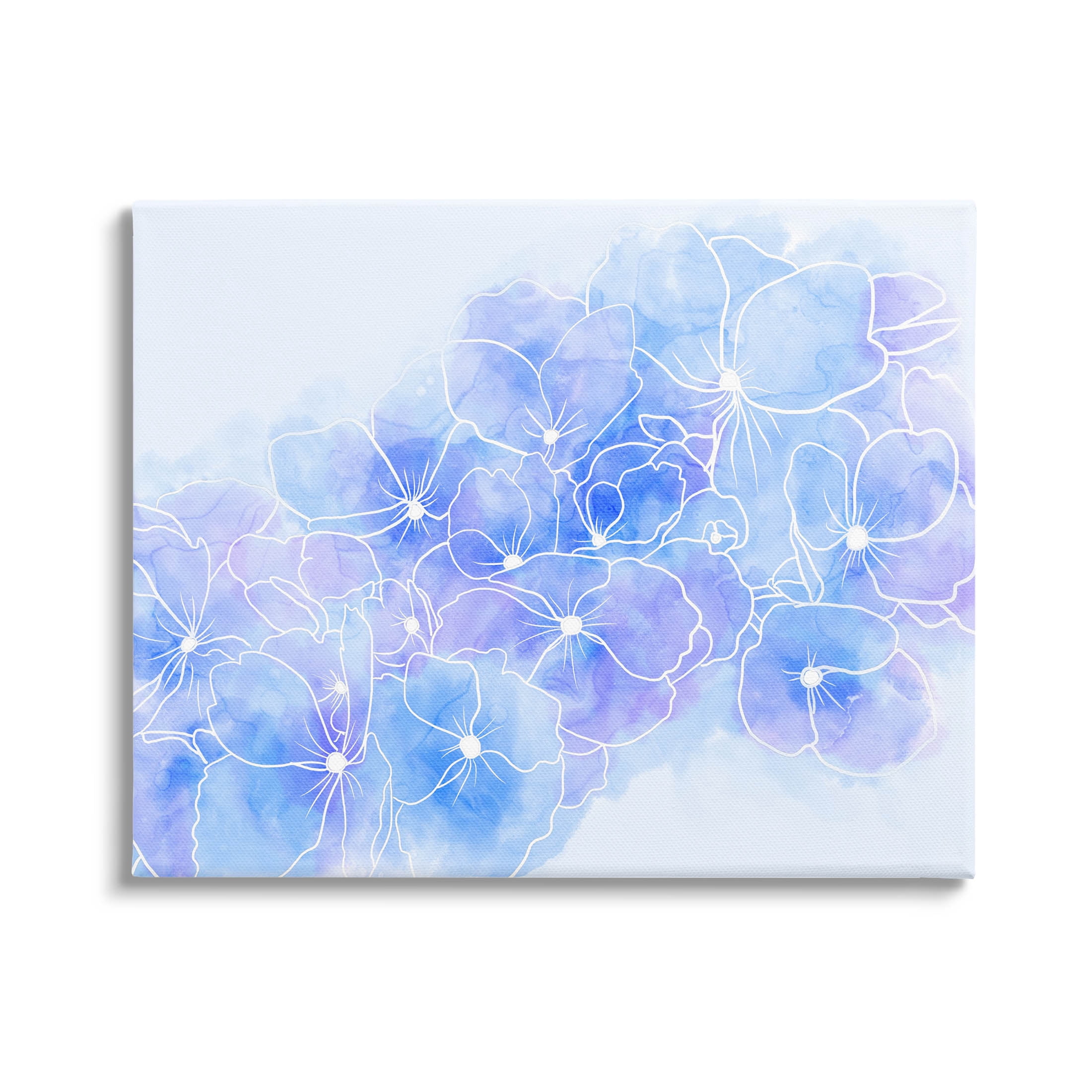 Pastel Blue Flower Outlines Canvas Print - 20x16 Inches - Walmart.com