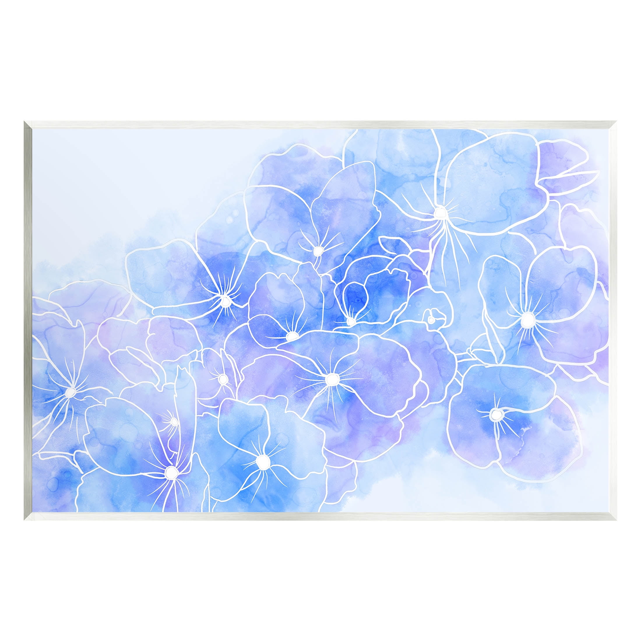 Pastel Blue Flower Outlines Botanical & Floral Graphic Art Unframed Art ...