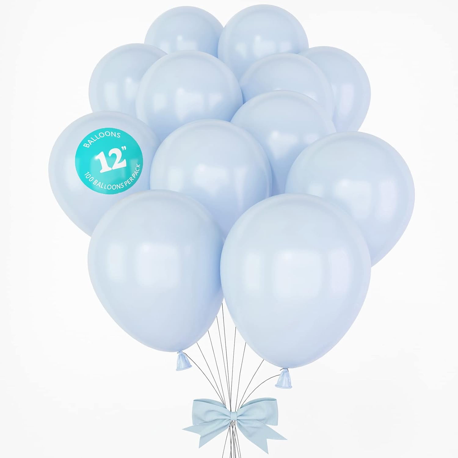 Pastel Blue Party Balloons - 100 Pcs | 12 Inch Single Color Latex ...