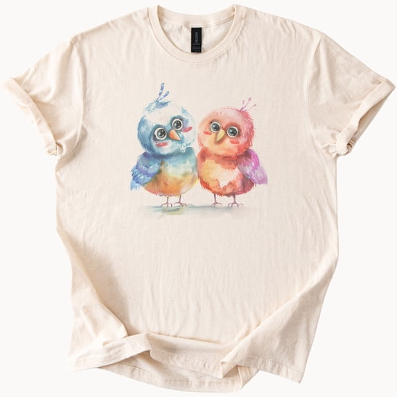Pastel Blue Pink Birds Nature Graphic T-Shirt - Walmart.com