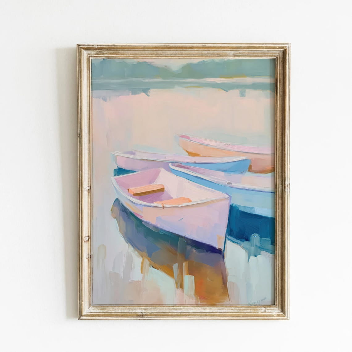 Pastel Boats Coastal Poster: Beach House Nautical Wall Art, Unframed ...