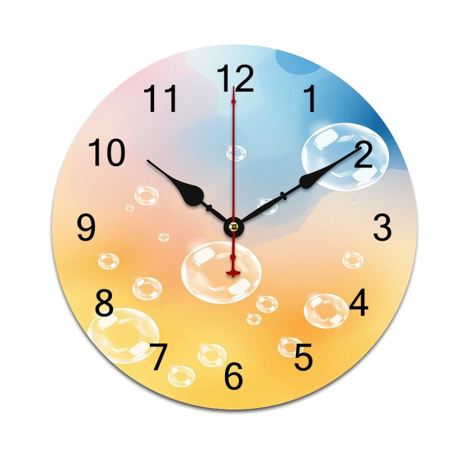 Pastel Bubbles Floating Silent Wall Clock Movement Battery Clock ...