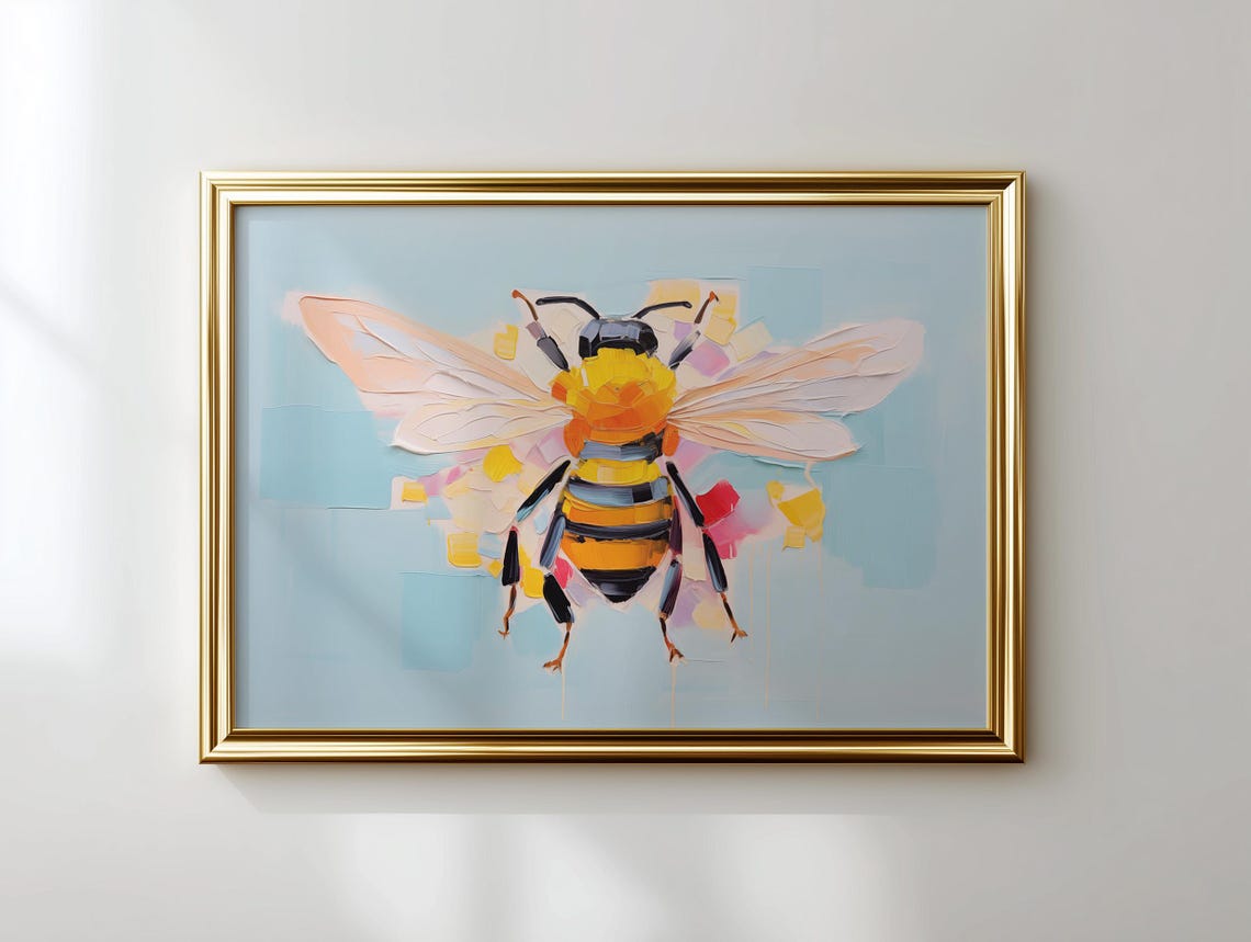 Pastel Bumble Bee Nursery Print, Girl'S Room Wall Art Home Decor #2518 ...