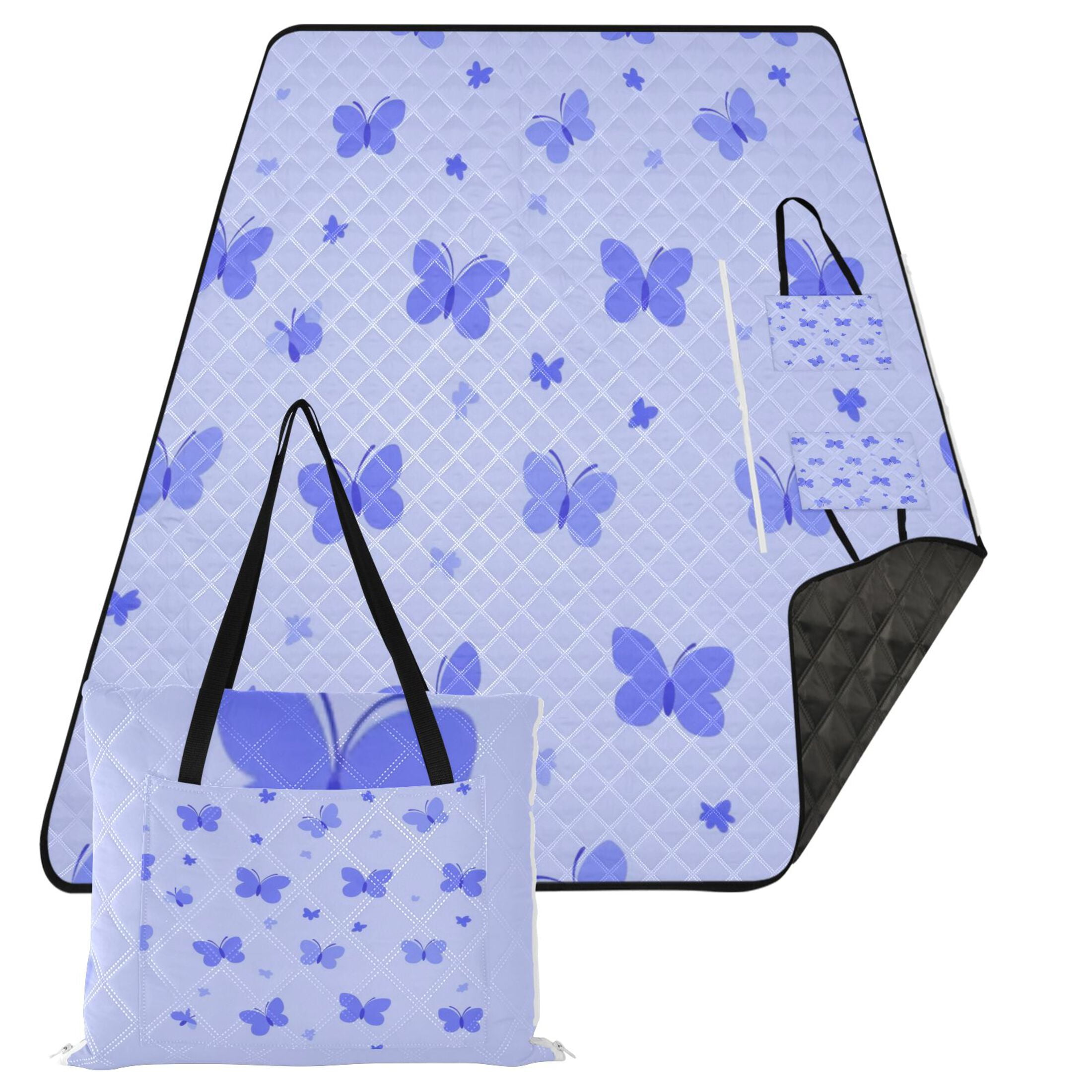 Pastel Butterflies Pattern 60x80in Waterproof Picnic Mat, Foldable ...
