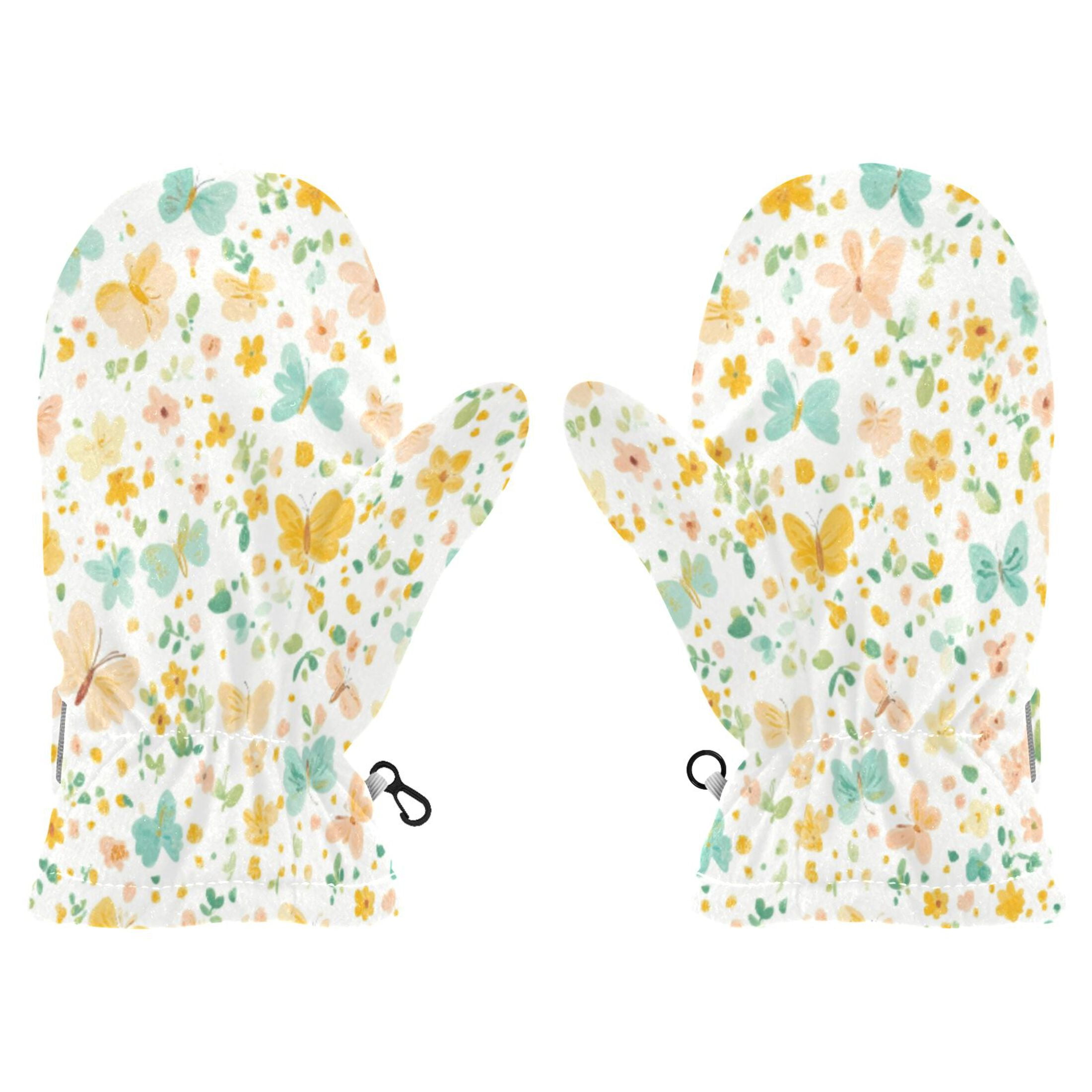 Pastel Butterflies Pattern Witch Cauldron Pattern Cold Weather Mittens ...