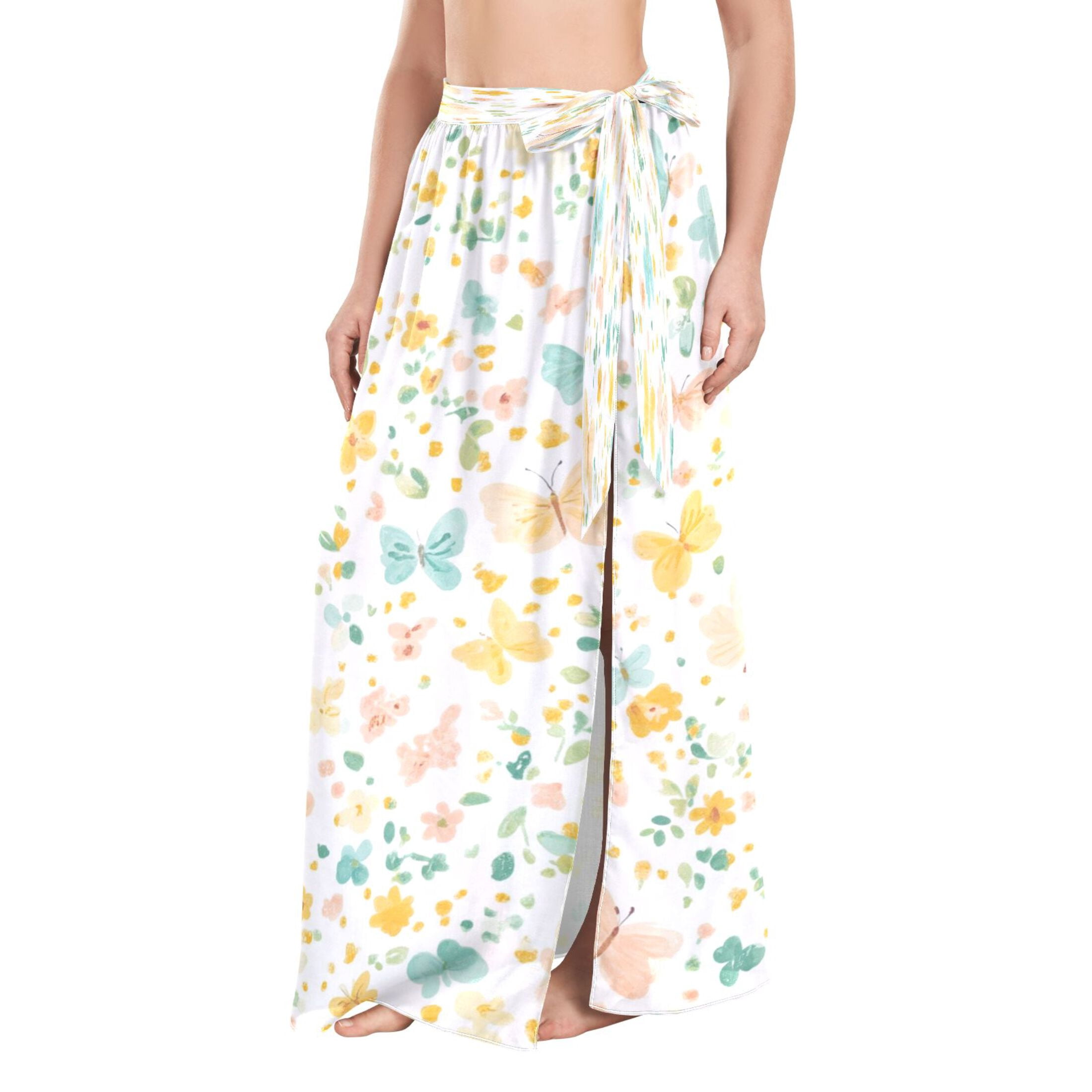 Pastel Butterflies Pattern Women's Swimwear Cover Up Beach Dress ...