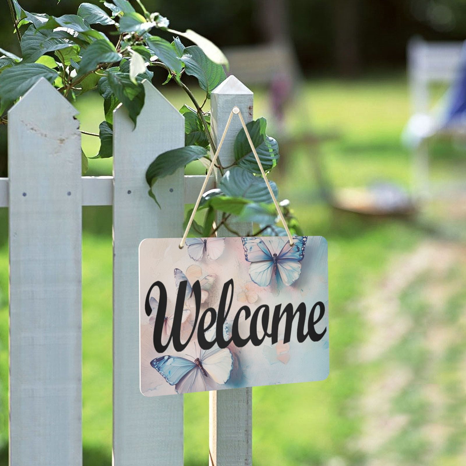 Pastel Butterflies in Wall Welcome Sign for Front Door Porch Wreath ...