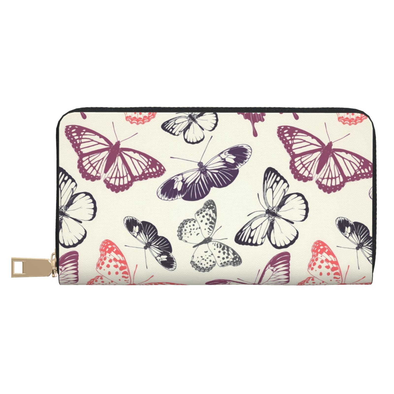 Pastel Butterfly Flight Wallet Women, Leather Bifold Multi Card Wallet ...