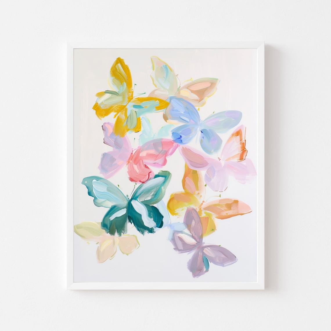 Pastel Butterfly Painting Insect Art Print Girly Tween Wall Decor ...