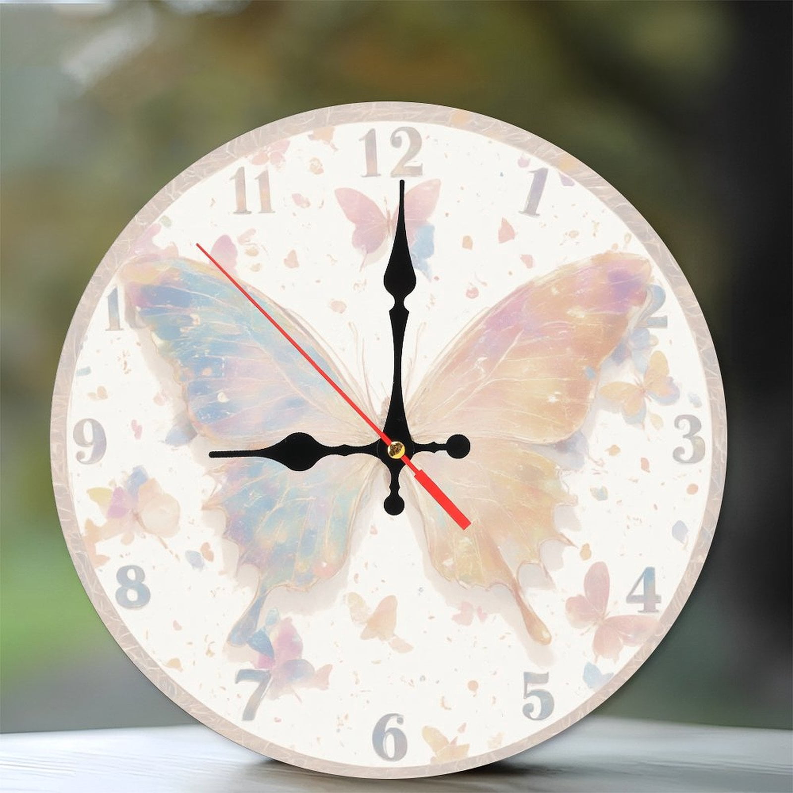 Pastel Butterfly Wall Clock Home Decor Elegant Gift 10-Inch Silent ...