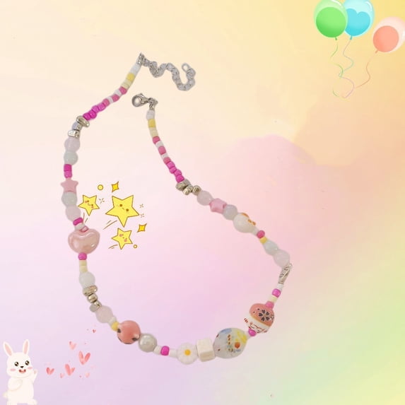 Pastel Candy Necklace – Hearts & Stars Layered Rope Chain - Walmart.com