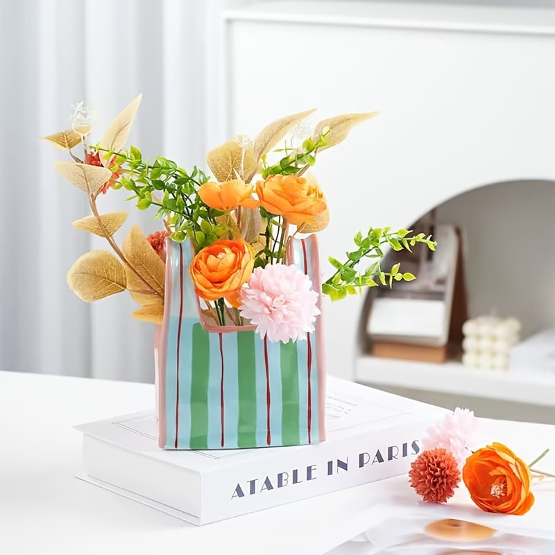 Pastel Ceramic Vase, Modern Desktop Organizer for Home & Office, Mint ...