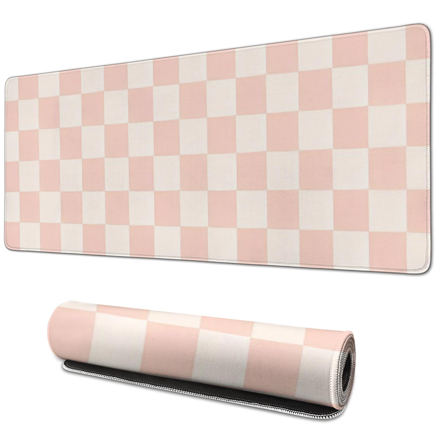 Pastel Checkered Desk Mat - Aesthetic Office Decor, Extra Large Mouse ...