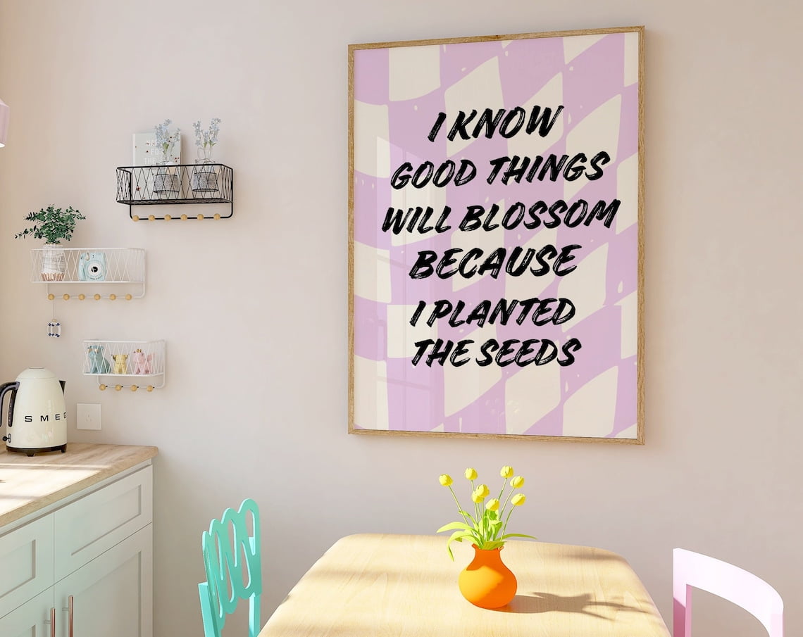 Pastel Checkered Home Decor • Good Things Are Coming • Abstract ...