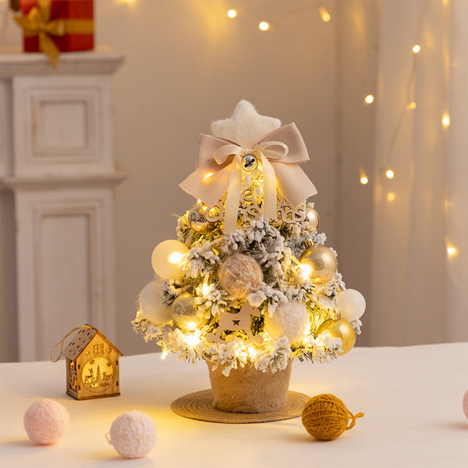 Pastel Christmas Tree Set - Battery-Operated Lighted Mini Tree for ...