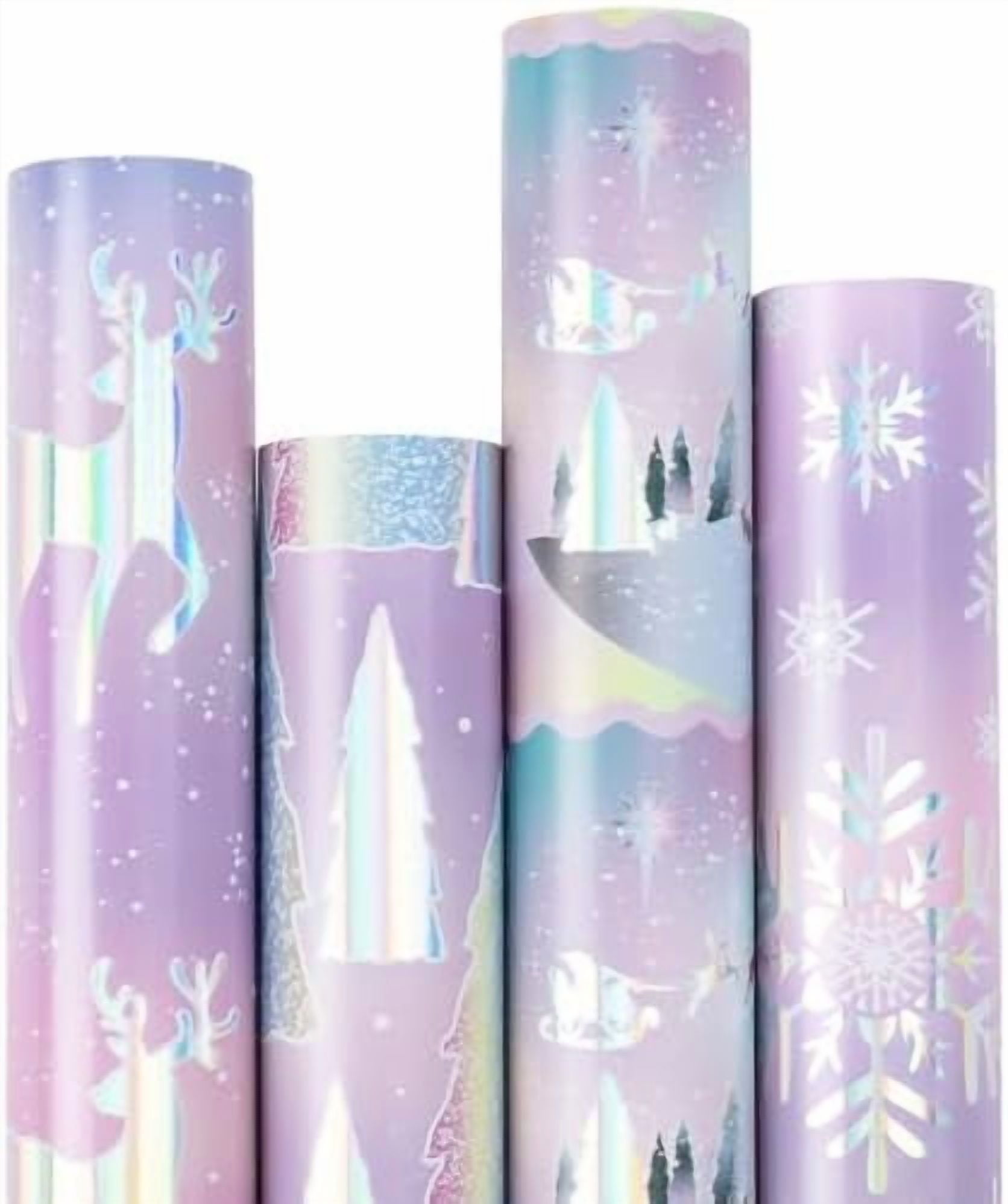 Pastel Christmas Wrapping Paper Set, Jumbo Roll, Dreamy Reindeer ...