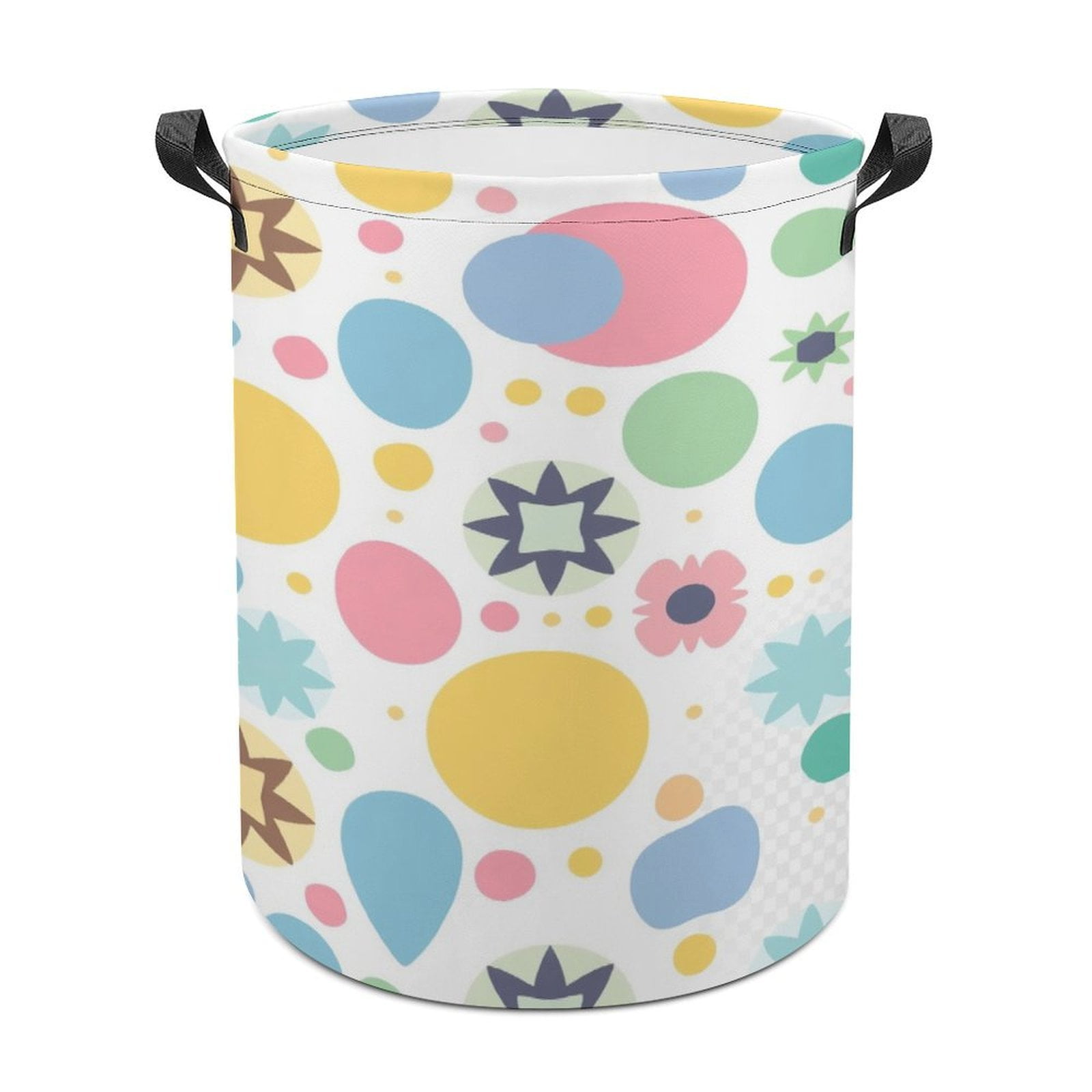 Pastel Circle Flower Pattern Foldable Laundry Basket for Dirty Clothes ...