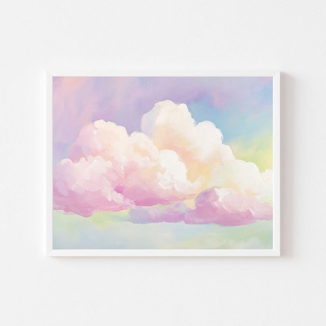 Pastel Cloud Painting Colorful Sky Art Print Girly Pink Sunset ...