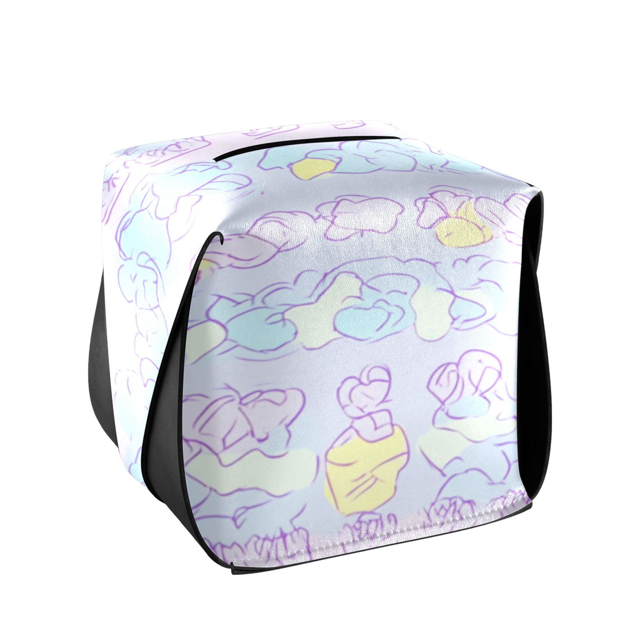Pastel Clouds Design 5.7in Leather Tissue Box Cover Square PVC Handmade ...