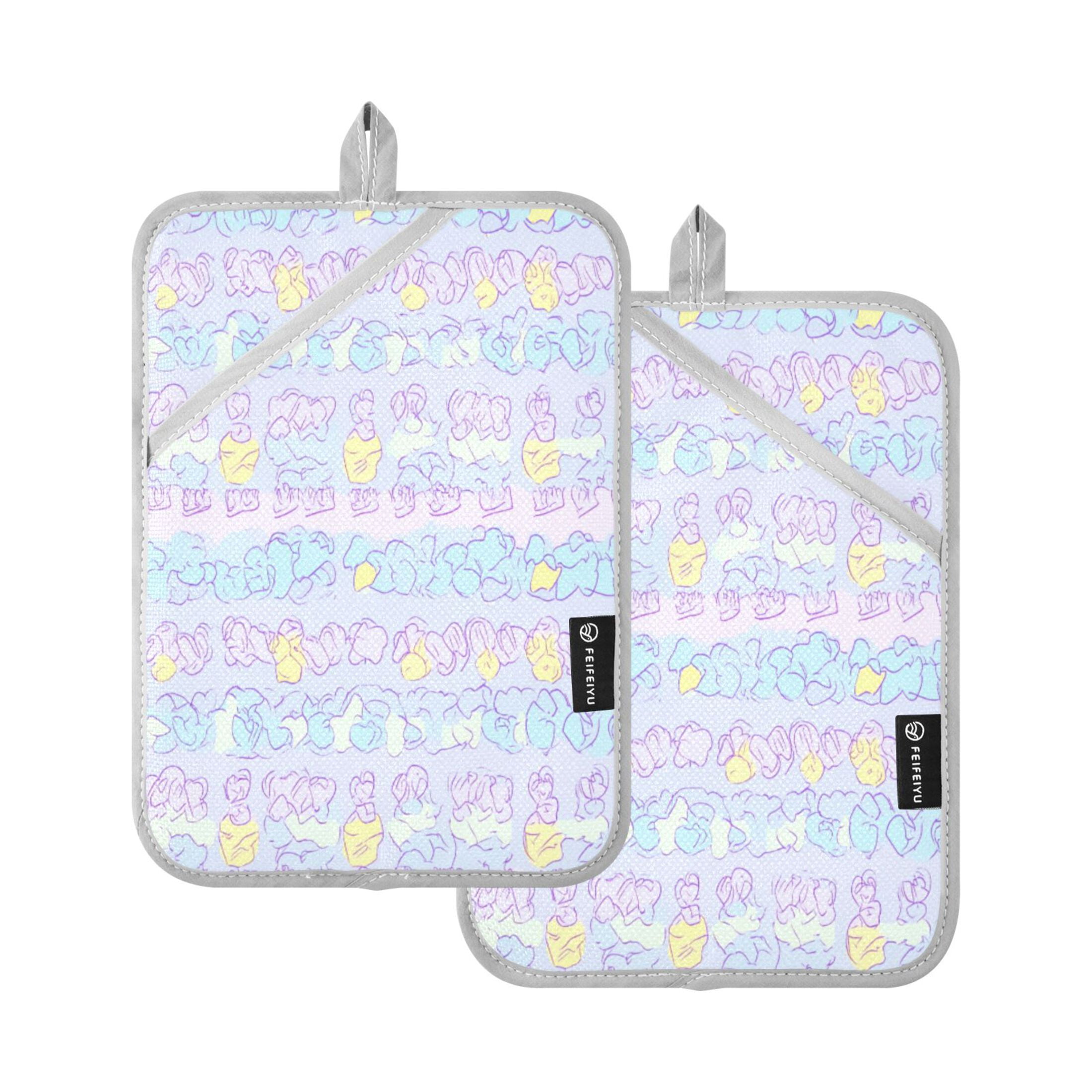 Pastel Clouds Design 7x9.8in Pot Holder Set Heat-Resistant Oven Hot ...