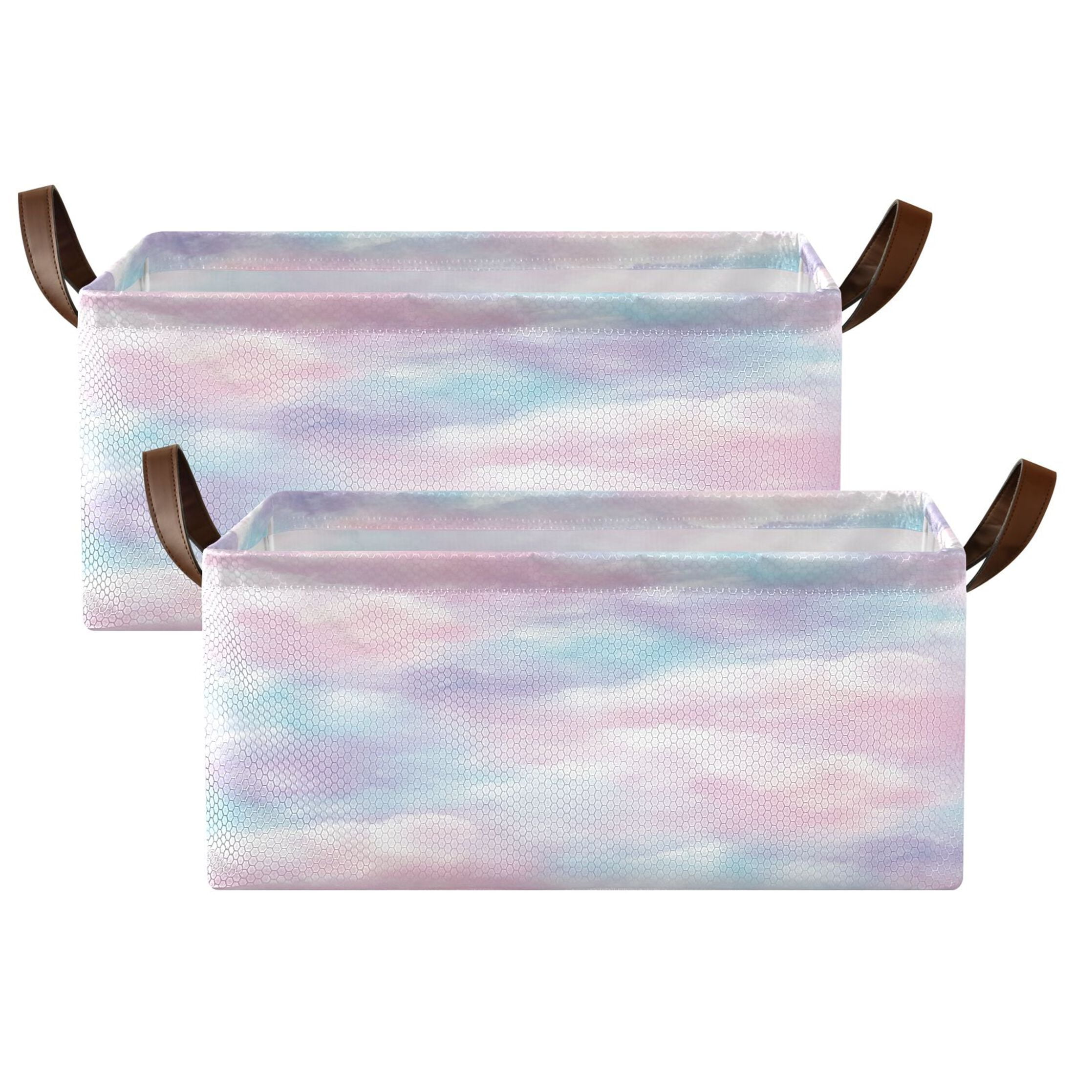 Pastel Clouds Shelf Baskets Set of 2 Foldable Metal Frame Open Storage ...