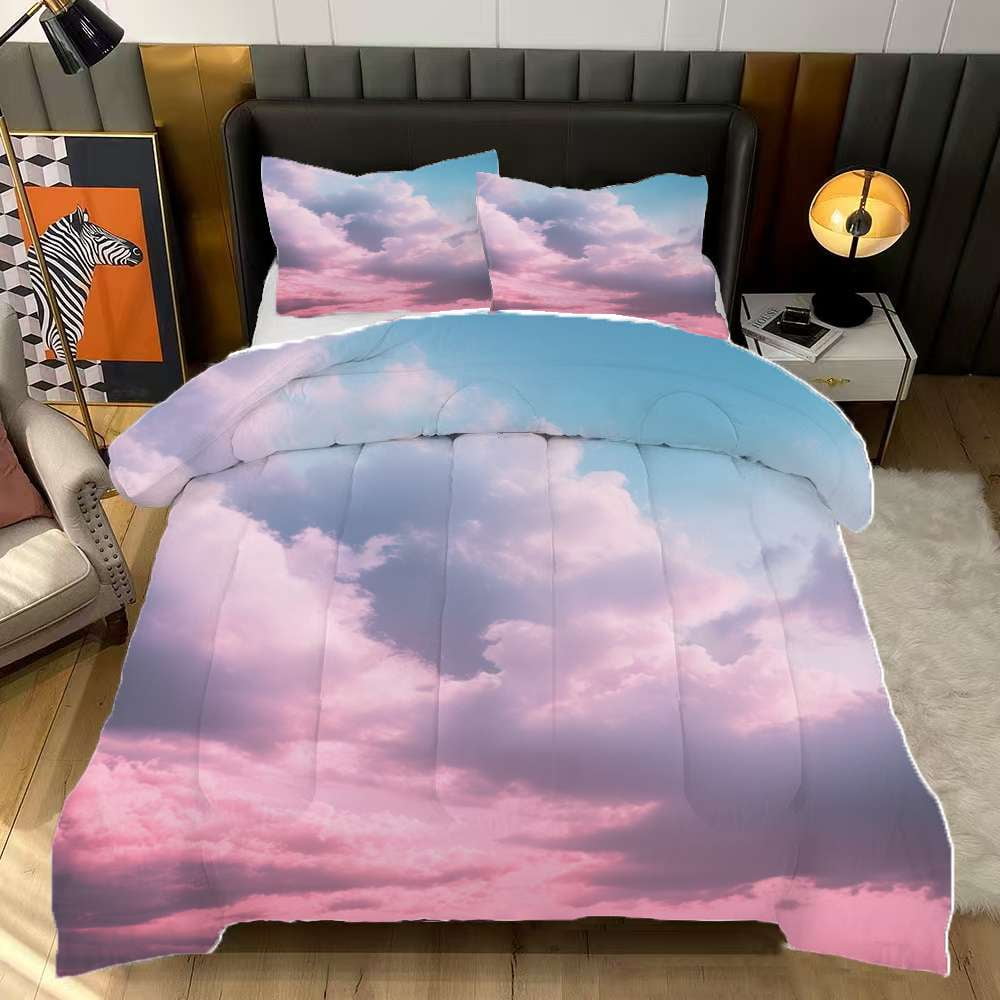 Pastel Clouds Sky Print Comforter Set Twin Size Bedding Set For Travl ...