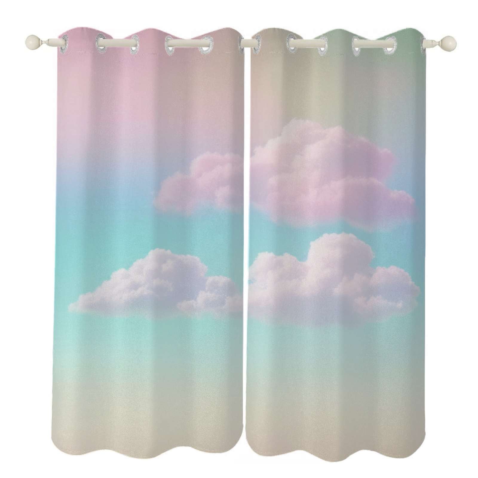 Pastel Clouds Sky Print Sunshade Curtains Home Bedroom Living Room Dining Room Home Decor Window ...