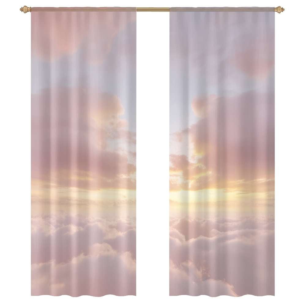 Pastel Cloudscape Sky Sheer Voile Curtain Window Tulle Curtains For ...