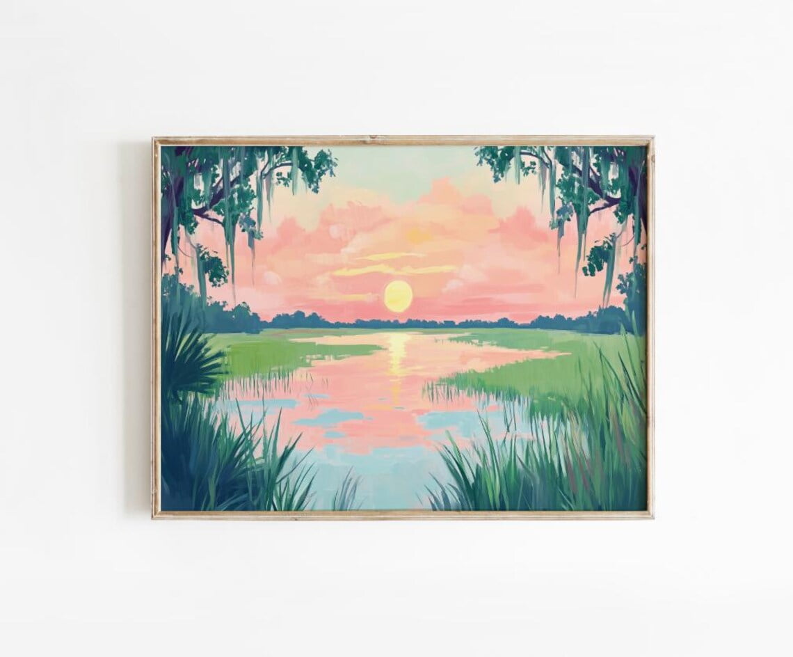 Pastel Coastal Marsh Print, Marsh Painting Art Charleston South ...