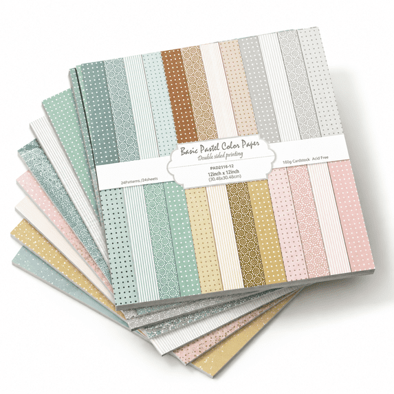Pastel Color 12x12 Inch 160gsm Double-sided Scrapbook Paper for ...