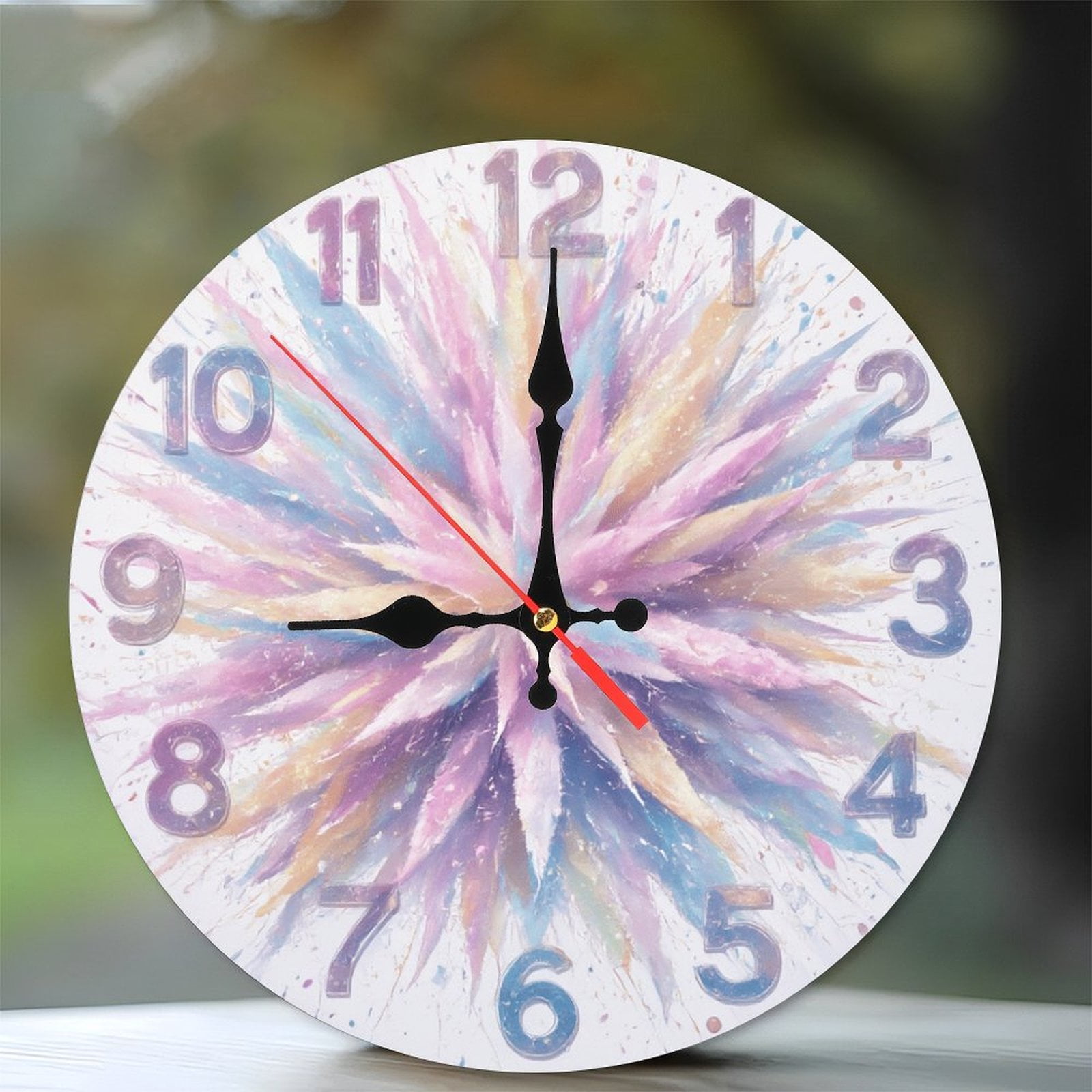 Pastel Color Explosion Wall Clock Home Decor 10-Inch Silent Wooden Wall ...